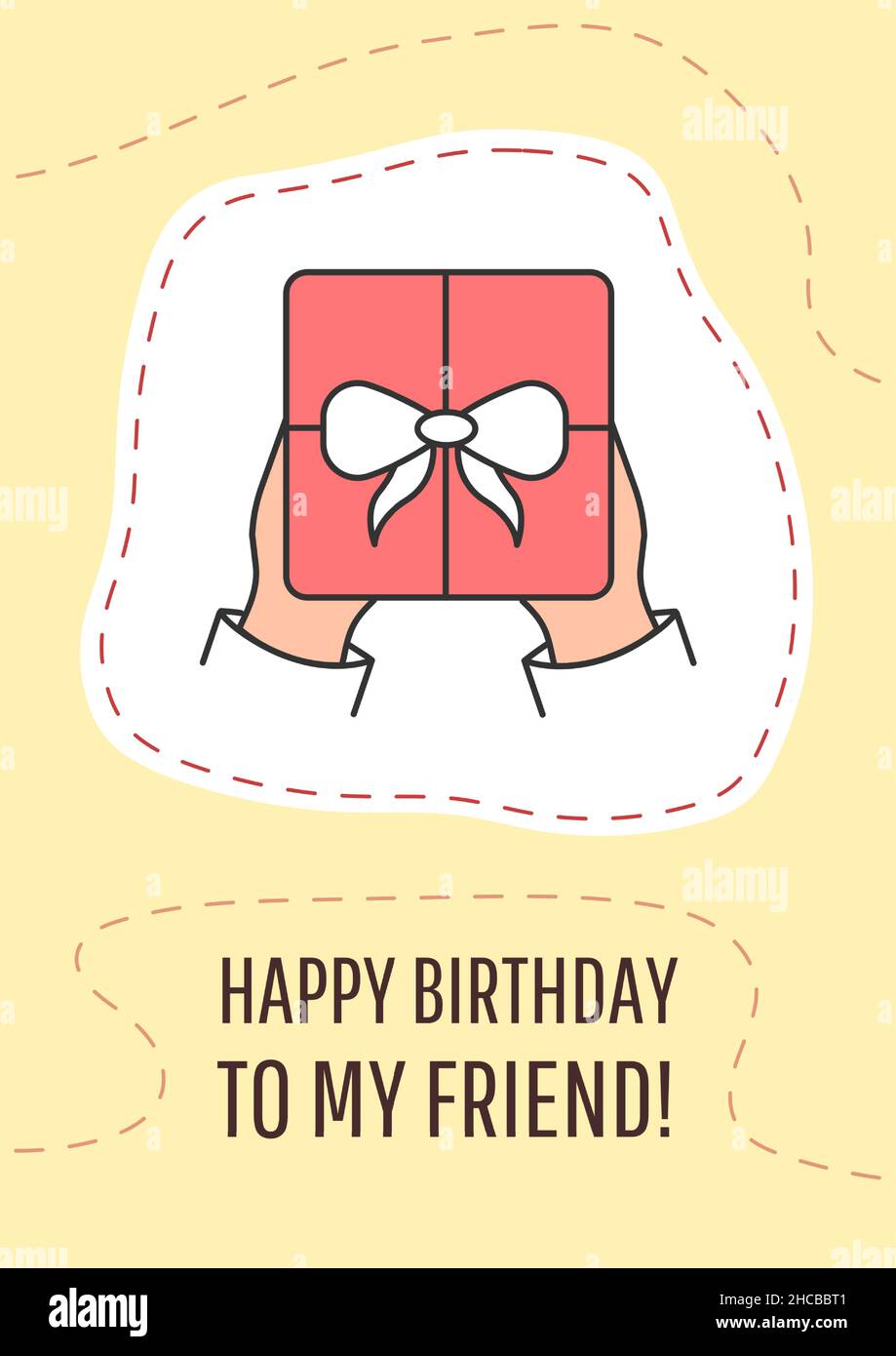 Happy birthday to my friend greeting card with color icon element Stock ...