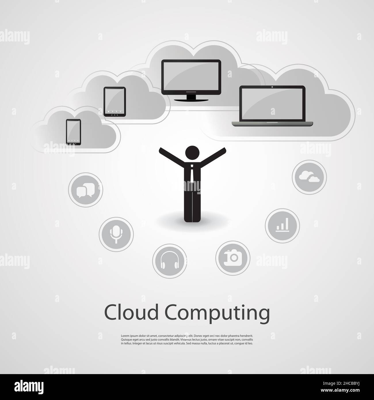 Programming concept database cloud Black and White Stock Photos ...