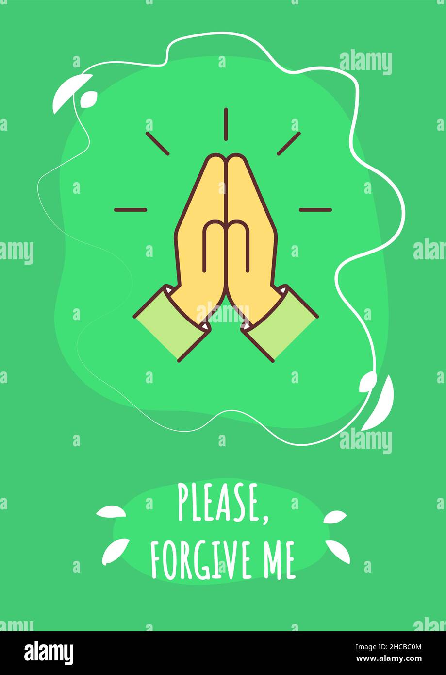 Please forgive me greeting card with color icon element Stock Vector ...