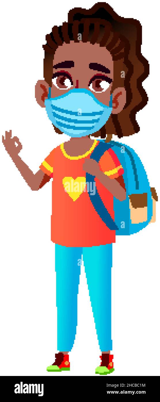 Teen girl student wearing mask vector Stock Vector Image & Art - Alamy