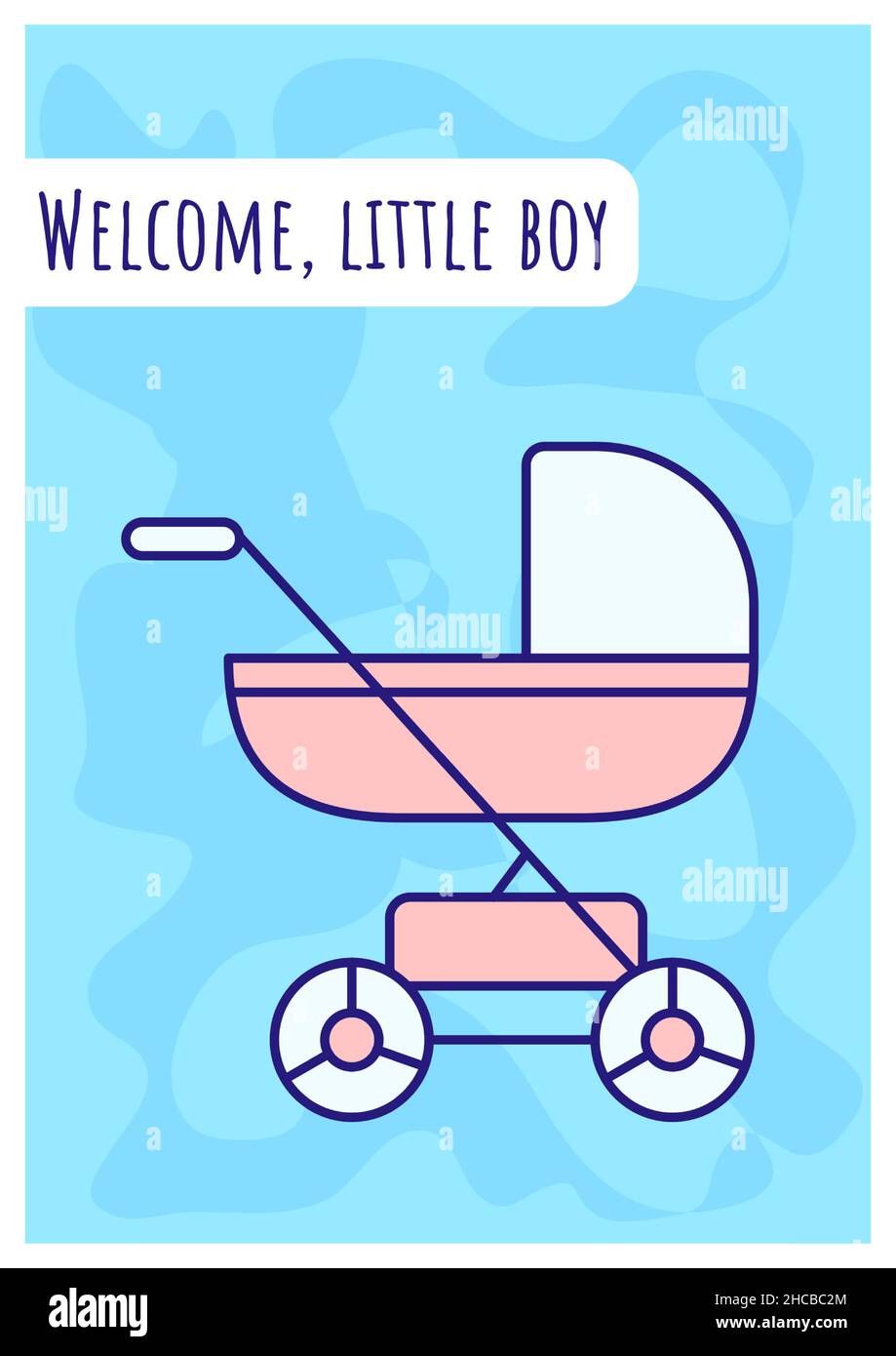 Welcome little boy greeting card with color icon element Stock Vector ...