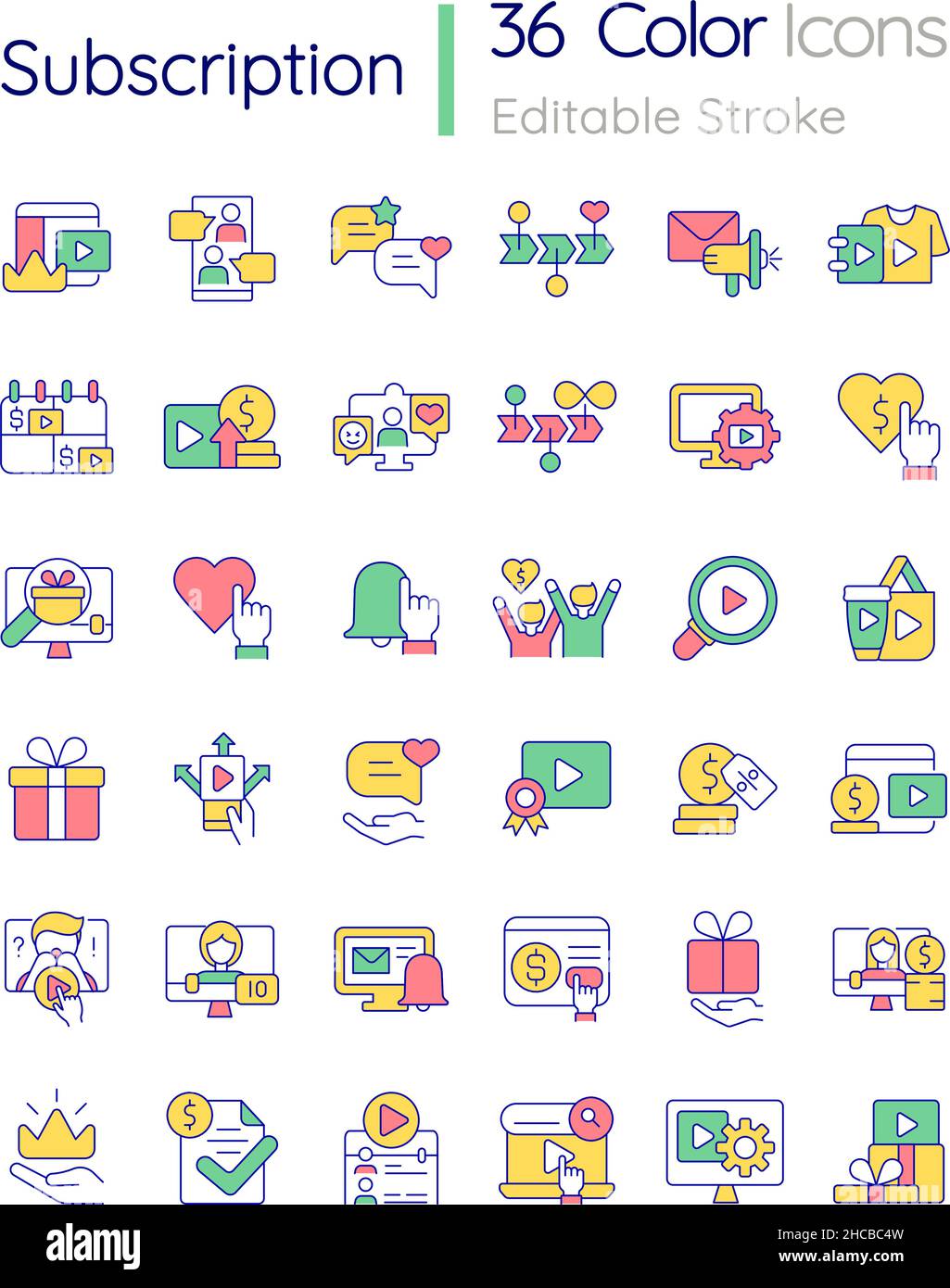 Subscription RGB color icons set Stock Vector Image & Art - Alamy