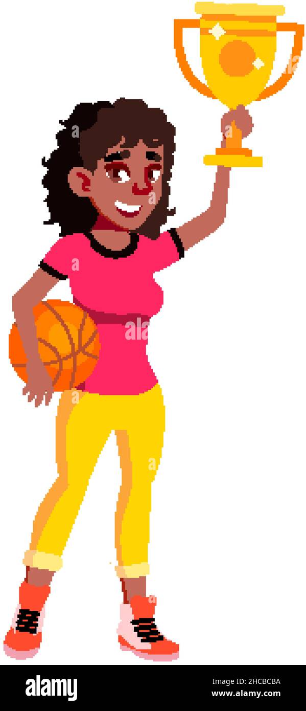 Win teen girl with trophy award vector Stock Vector Image & Art - Alamy