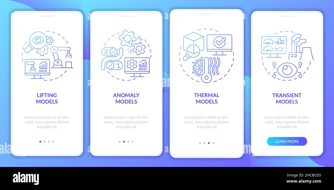 Digital Twin Models Blue Gradient Onboarding Mobile App Screen Stock Vector Image And Art Alamy