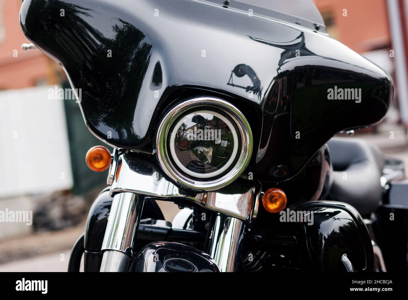 Detail of motorcycle headlights . Chrome motorcycle details Stock Photo ...