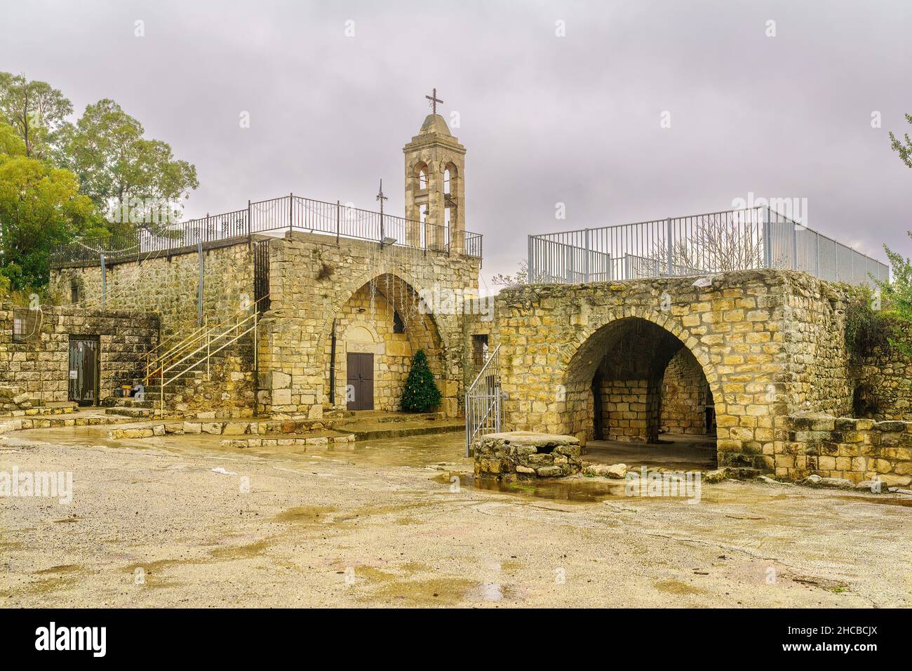 View of the old Maronite church in Baram National Park, with a ...