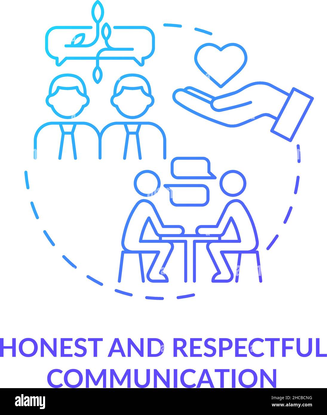 Honest and respectful communication blue gradient concept icon Stock ... Honest and respectful communication blue gradient concept icon Stock ...