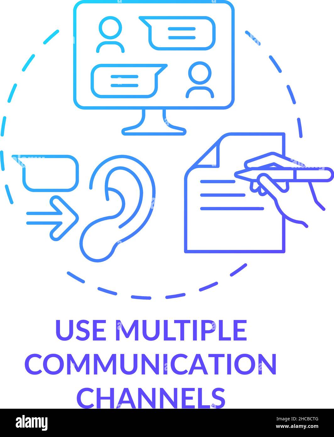 Use multiple communication channels blue gradient concept icon Stock ... Use multiple communication channels blue gradient concept icon Stock ...