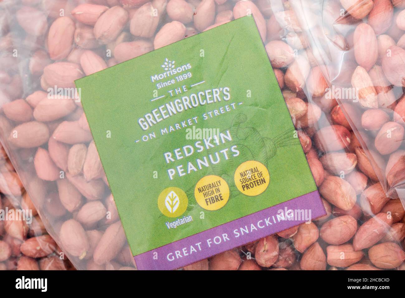Packet of Morrison's supermarket own-label redskin peanuts. For own ...