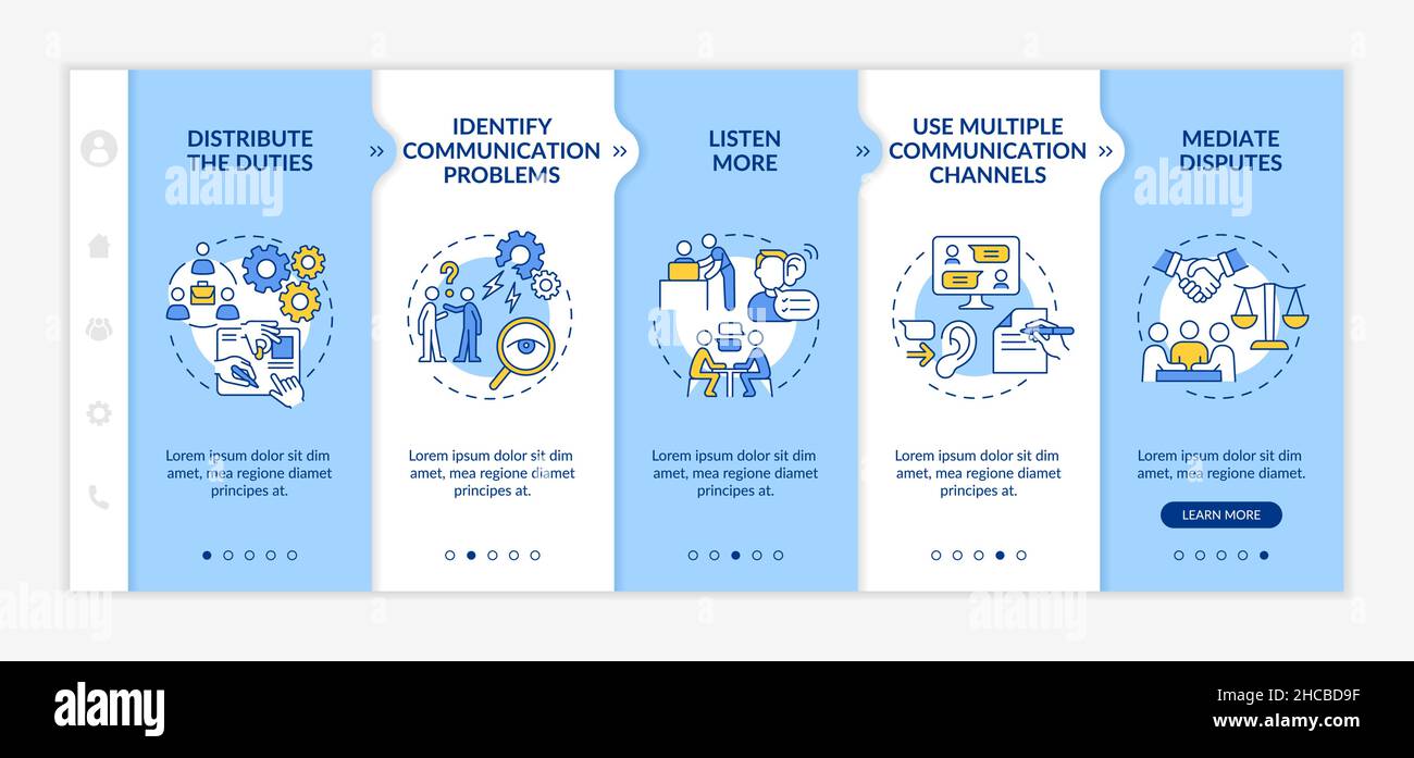 Ways to improve teamwork blue and white onboarding template Stock ...