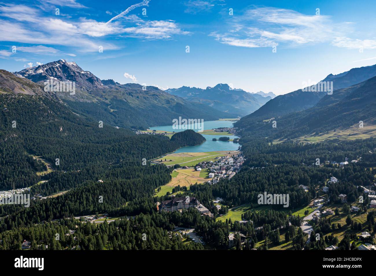 Switzerland, Canton of Grisons, Saint Moritz, Overlook of Engadin ...