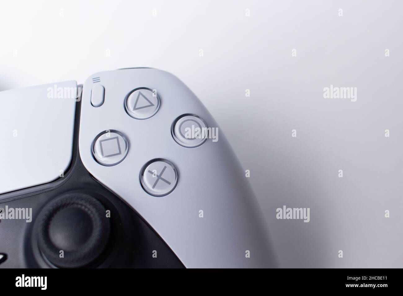Sony Playstation 5 white Gamepad. Studio Shot Stock Photo - Alamy