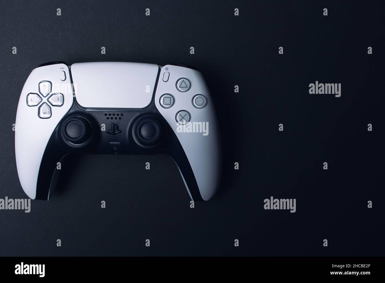 Sony Playstation 5 white Gamepad. Studio Shot Stock Photo - Alamy
