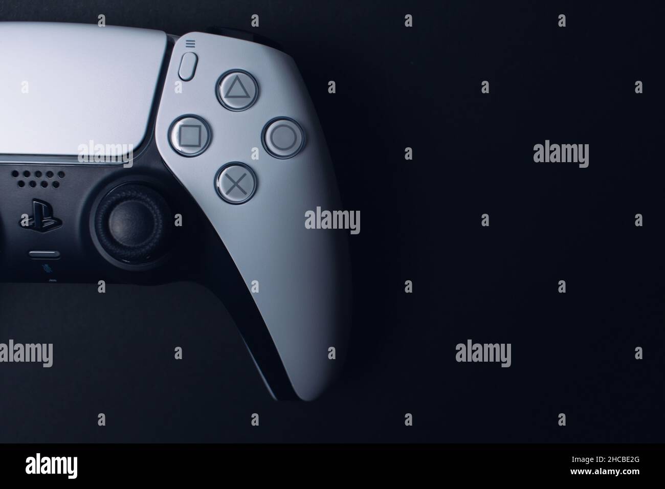 Sony Playstation 5 white Gamepad. Studio Shot Stock Photo - Alamy