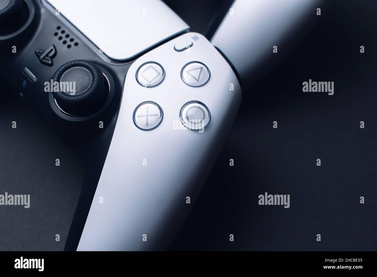 Sony Playstation 5 white Gamepad. Studio Shot Stock Photo - Alamy