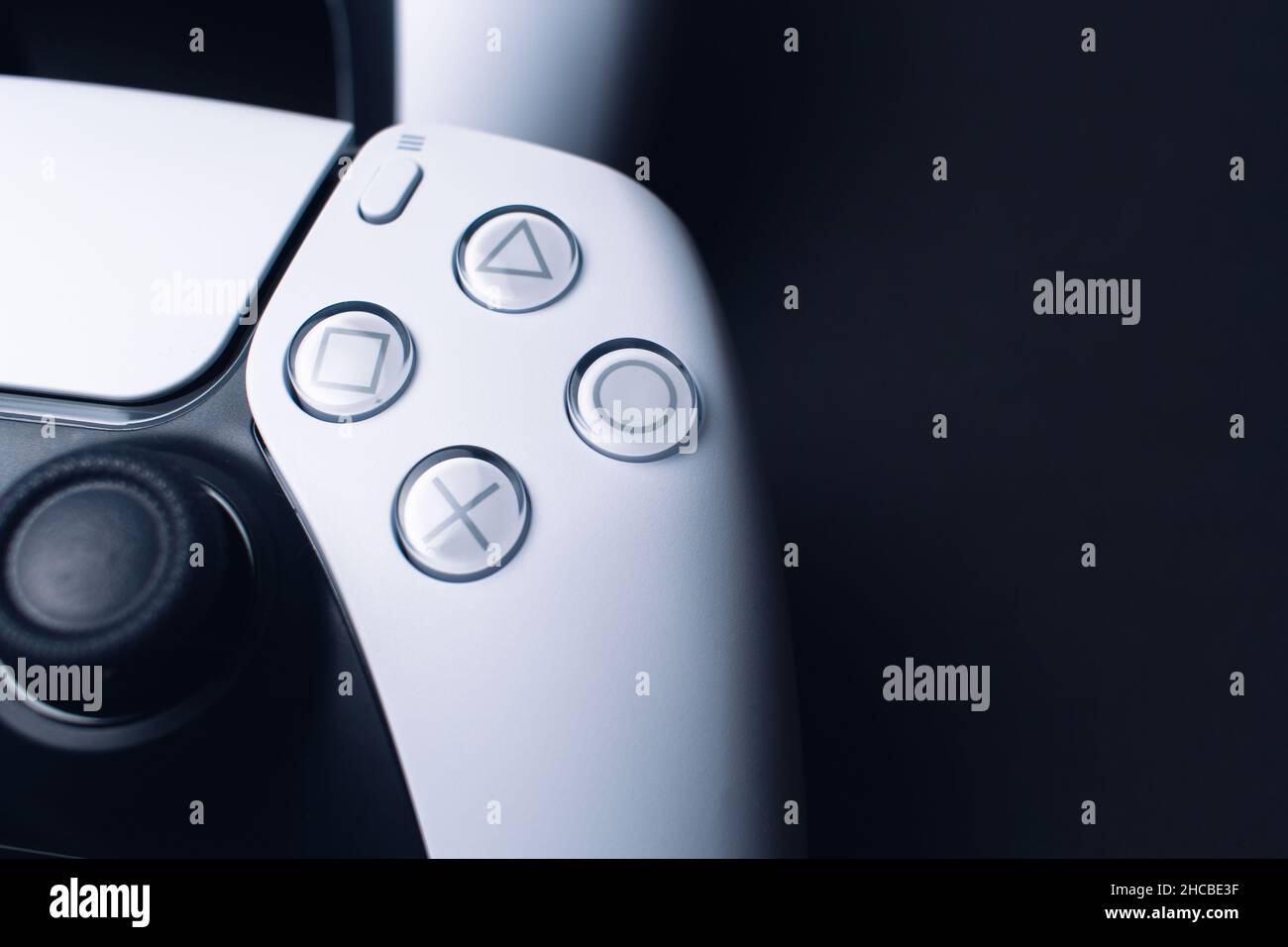 Sony Playstation 5 white Gamepad. Studio Shot Stock Photo - Alamy