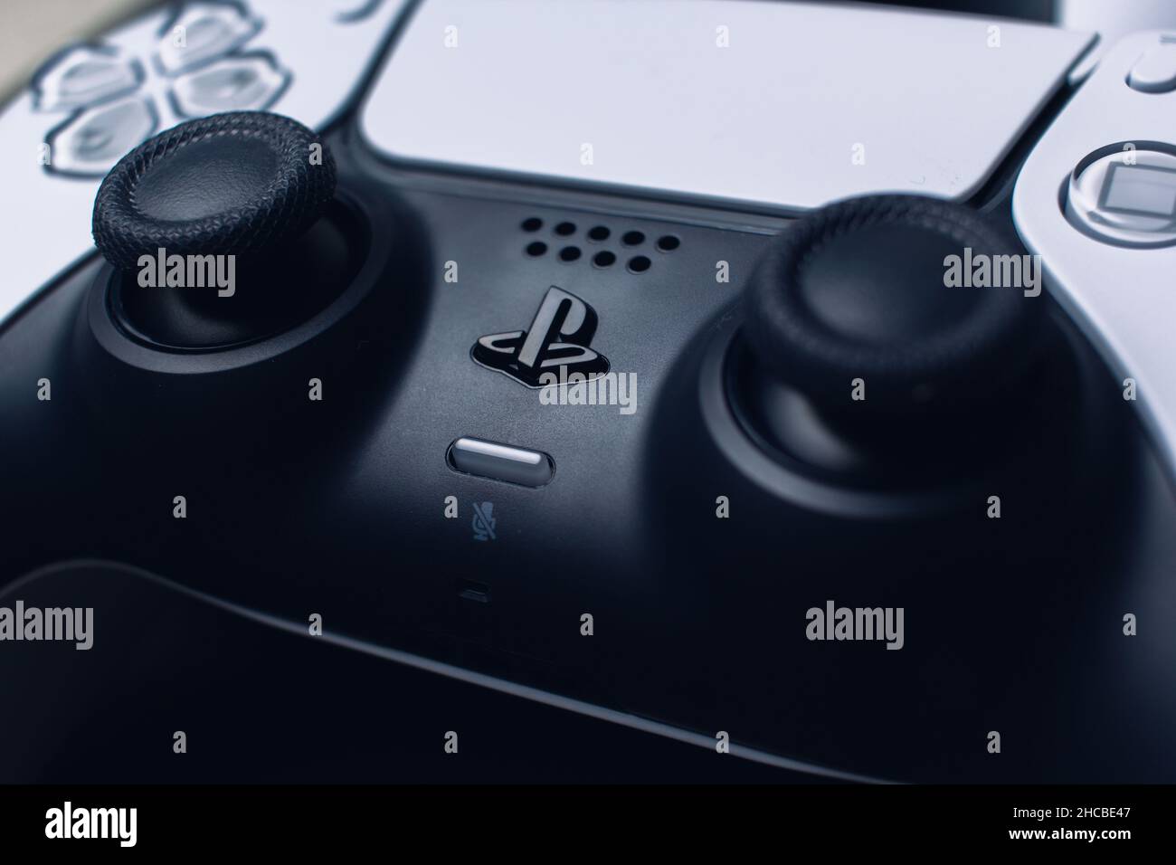 Sony Playstation 5 white Gamepad. Studio Shot Stock Photo - Alamy