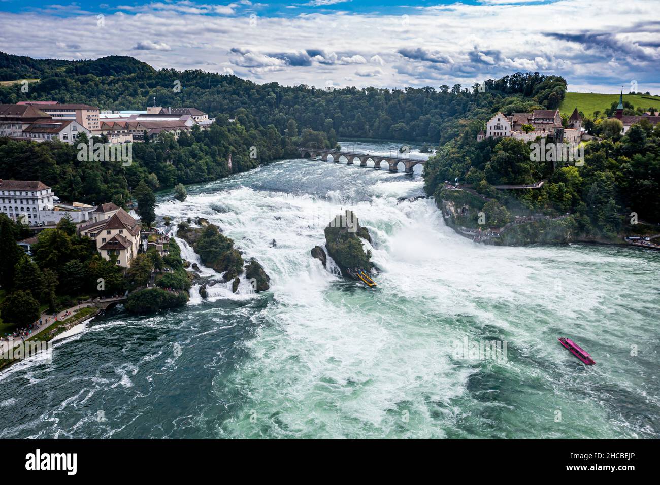 Switzerland, Canton of Schaffhausen, Schaffhausen, Aerial view of Rhine ...
