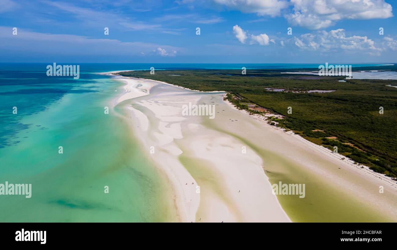 Aerial view sandy coastal beach isla holbox hi-res stock photography ...