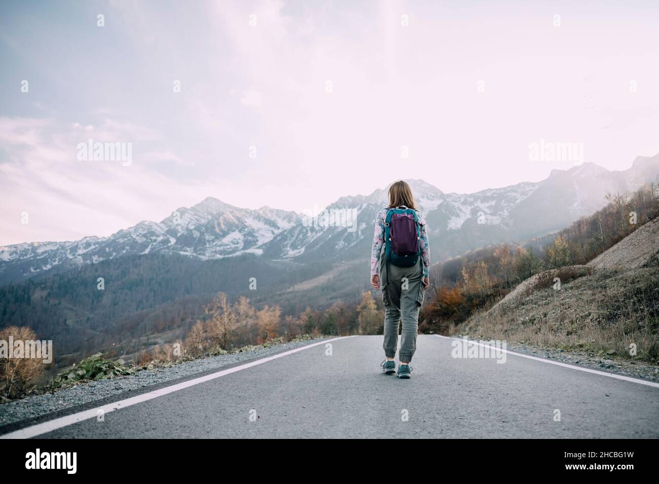 Hiking on mountains backpacker hi-res stock photography and images - Alamy