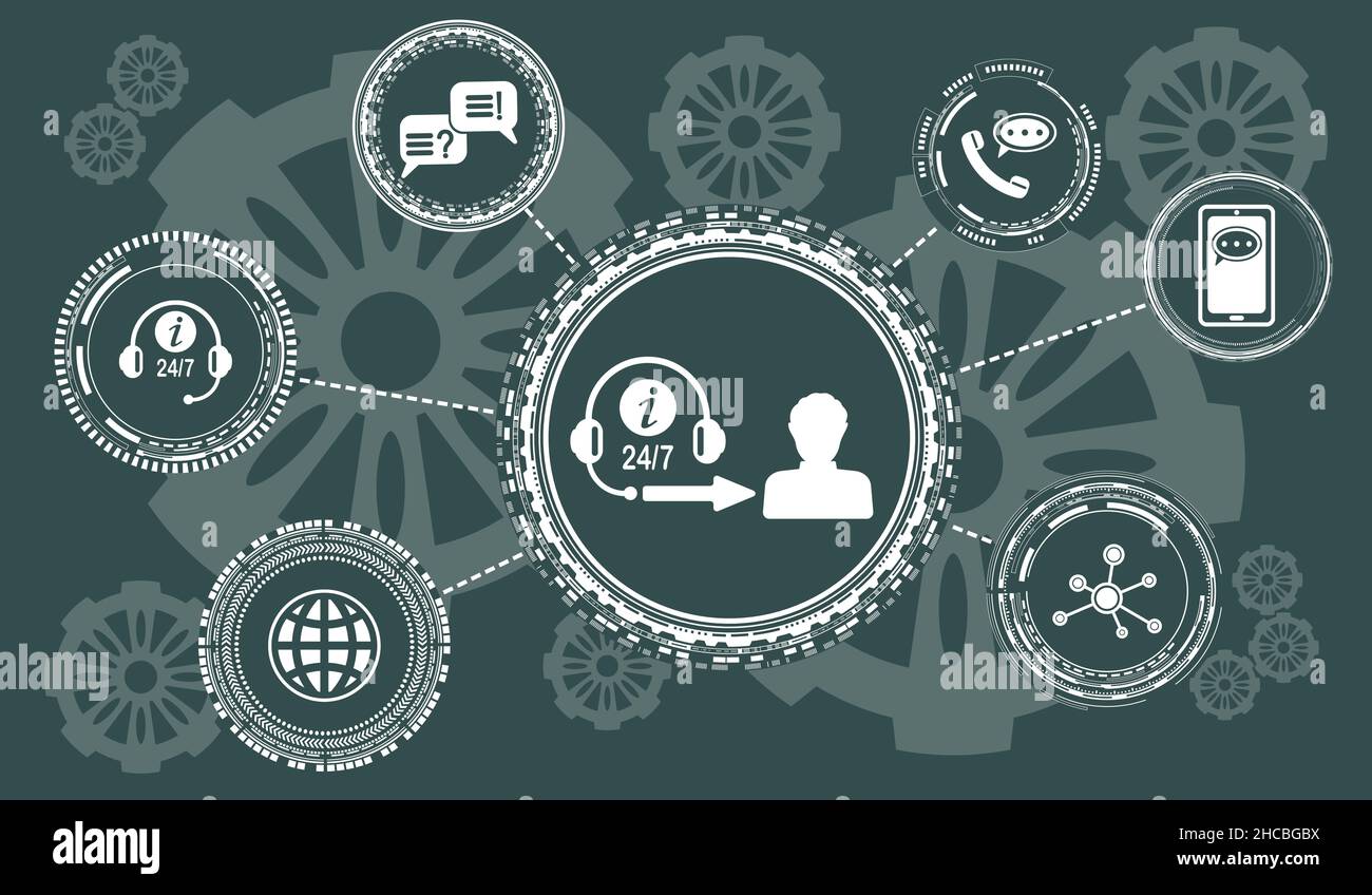 Concept of customer service with connected icons Stock Photo - Alamy