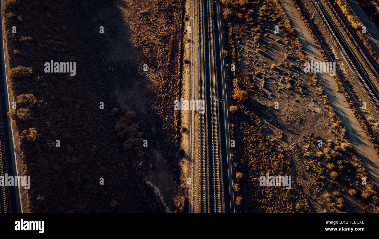 Aerial view of train tracks hi-res stock photography and images - Alamy