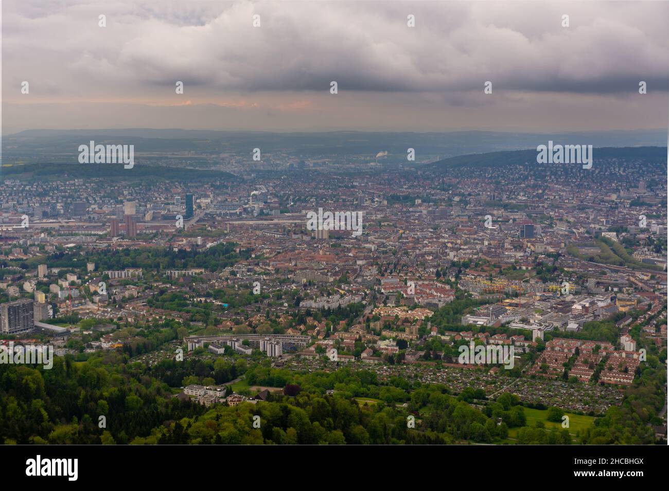 Panoramic view of the view of the city from an observation deck on ...