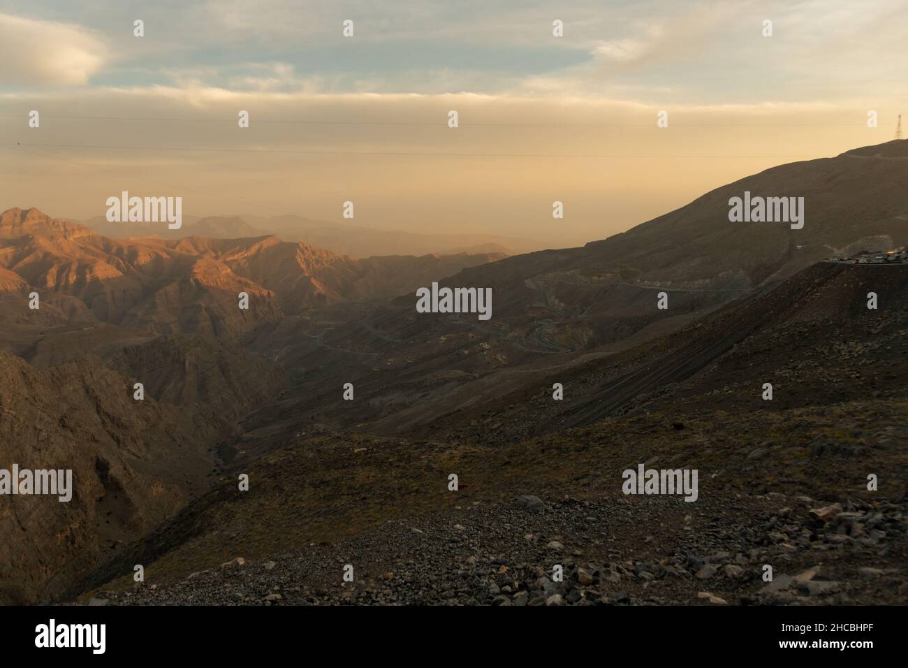Beautiful view of the Hajar mountain range from atop Jebel jais during ...