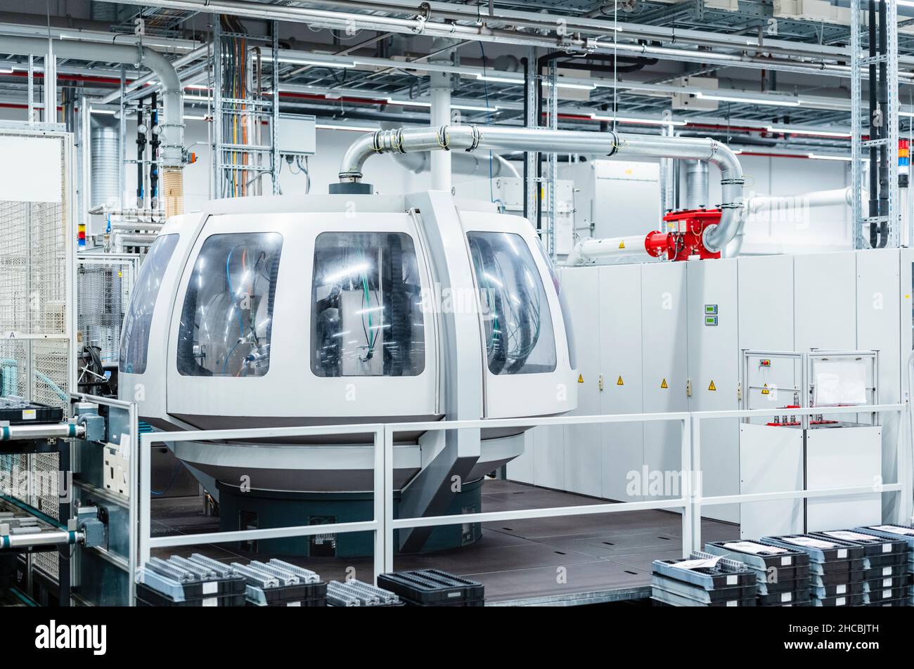 Illuminated cabin in modern factory Stock Photo - Alamy