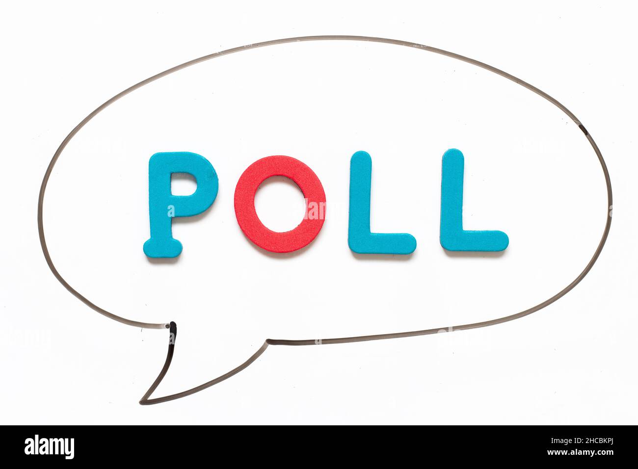 Alphabet letter with word poll in black line hand drawing as bubble ...