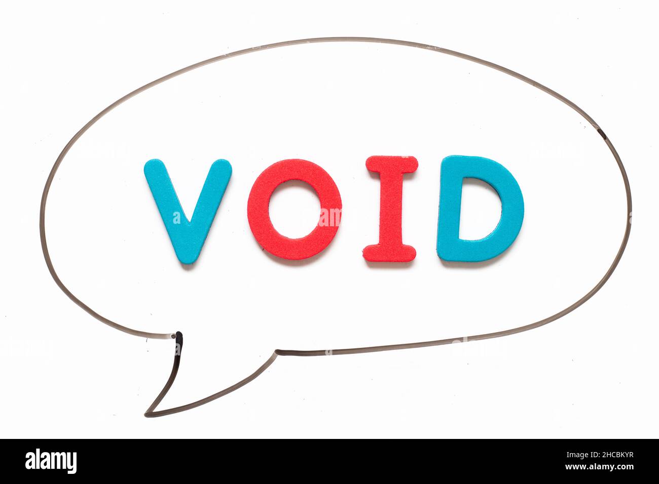 Alphabet letter with word void in black line hand drawing as bubble ...