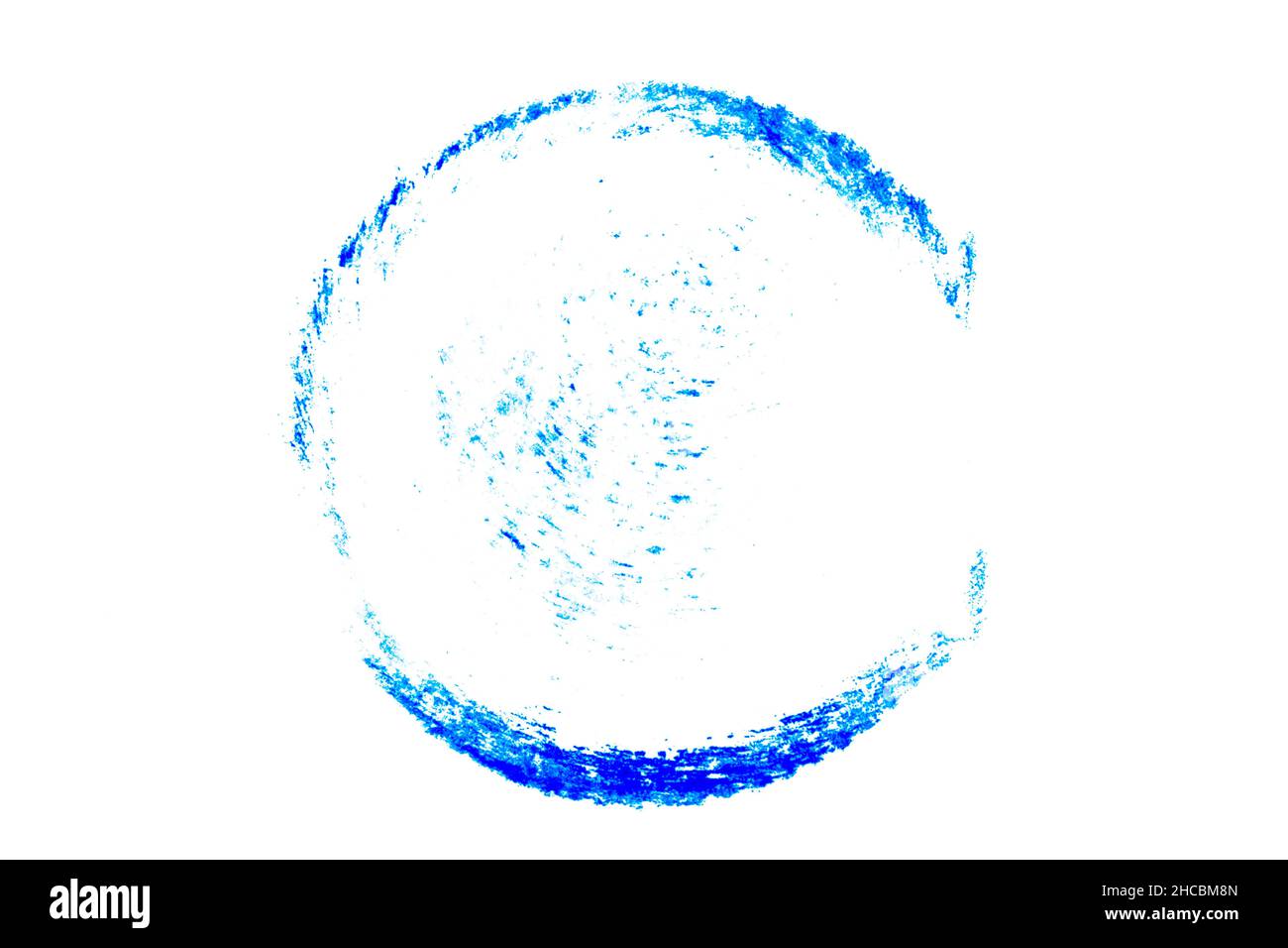 Blue color ink in round shape textured background as stamp or frame ...