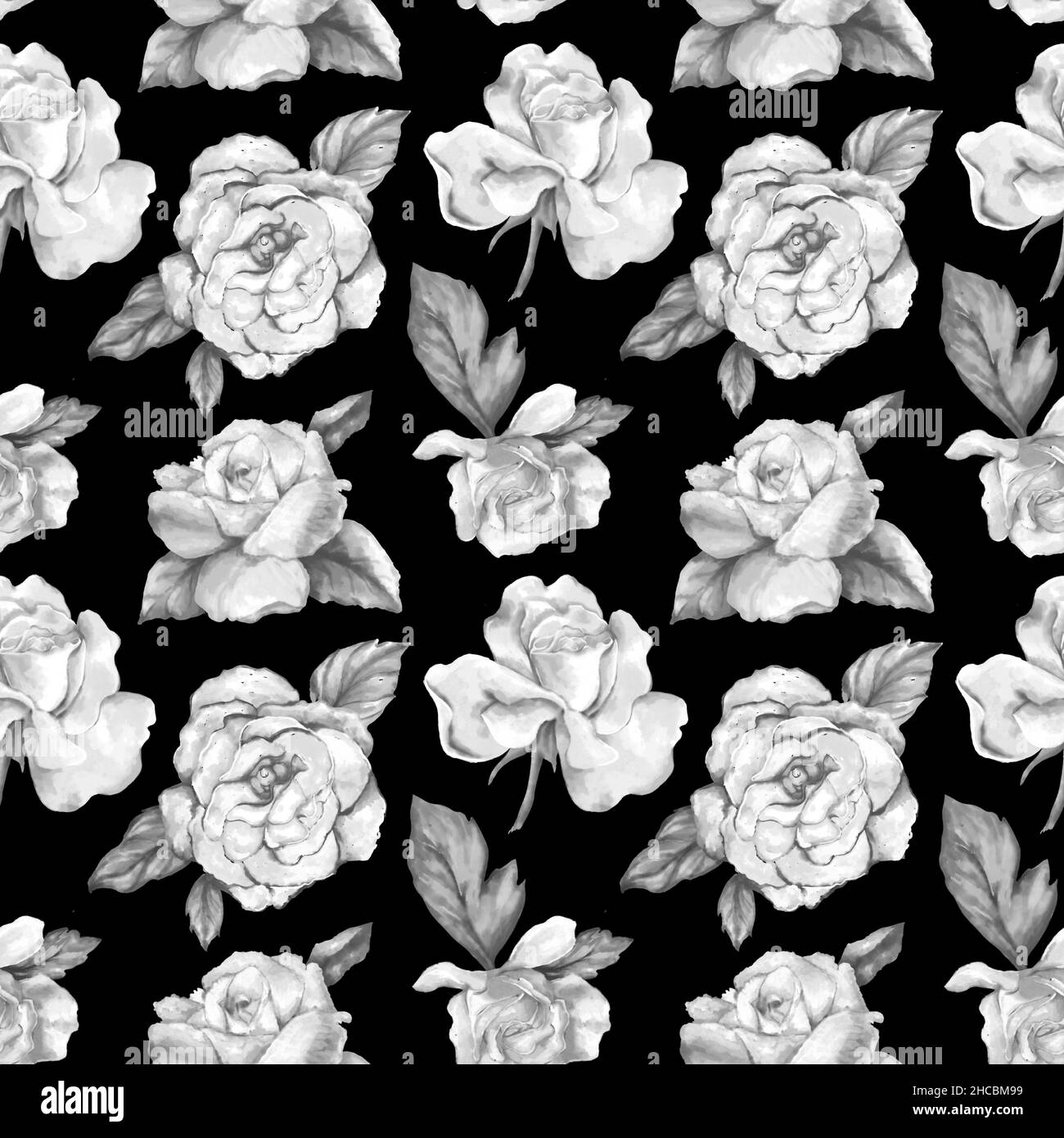 Black And White Rose Pattern