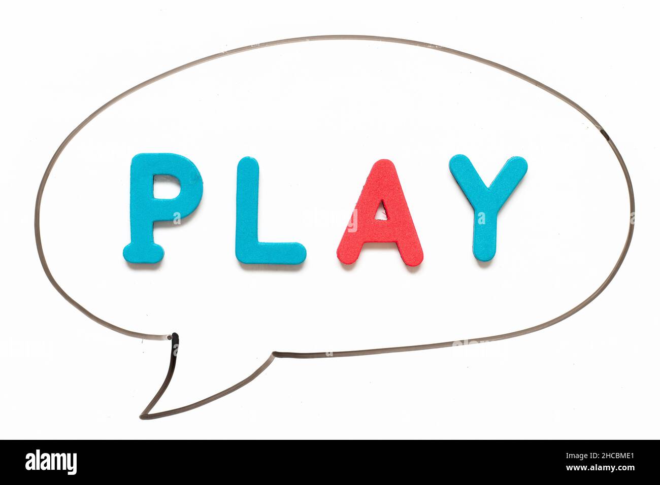 Alphabet letter with word play in black line hand drawing as bubble ...