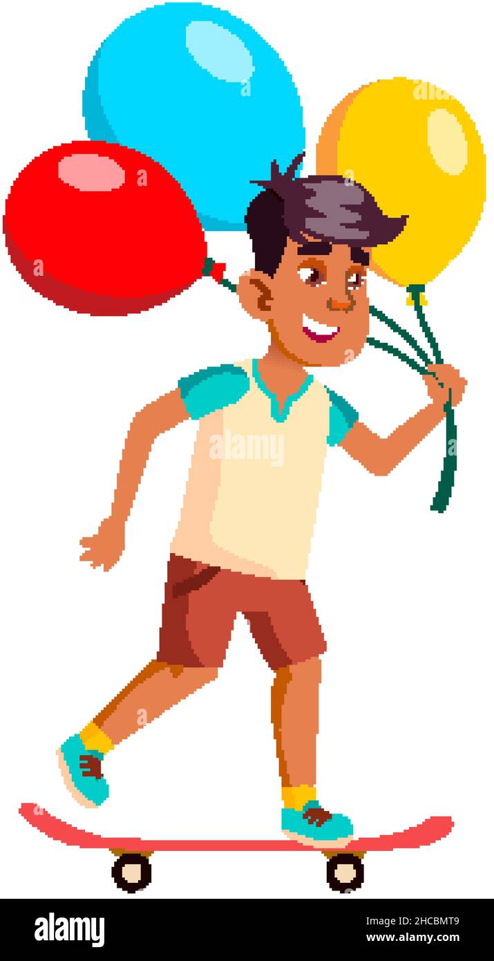 school kid boy with air balloon vector Stock Vector Image & Art - Alamy