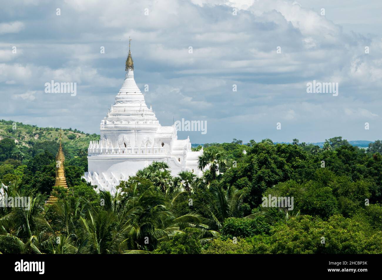 Hsinbyume Pagoda or Myatheindan Pagoda, a white religious Buddhist ...