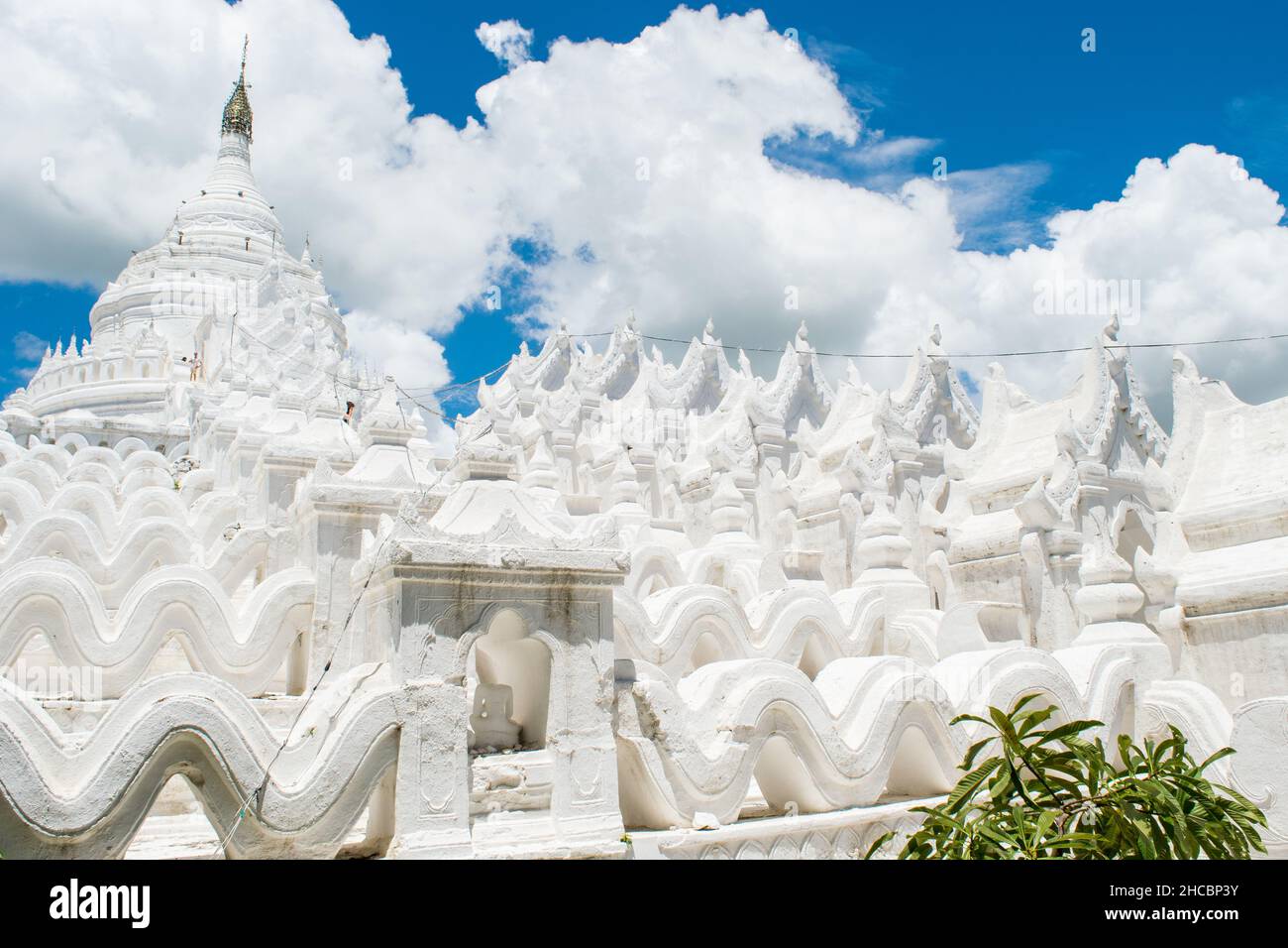 Hsinbyume Pagoda or Myatheindan Pagoda, a white religious Buddhist ...