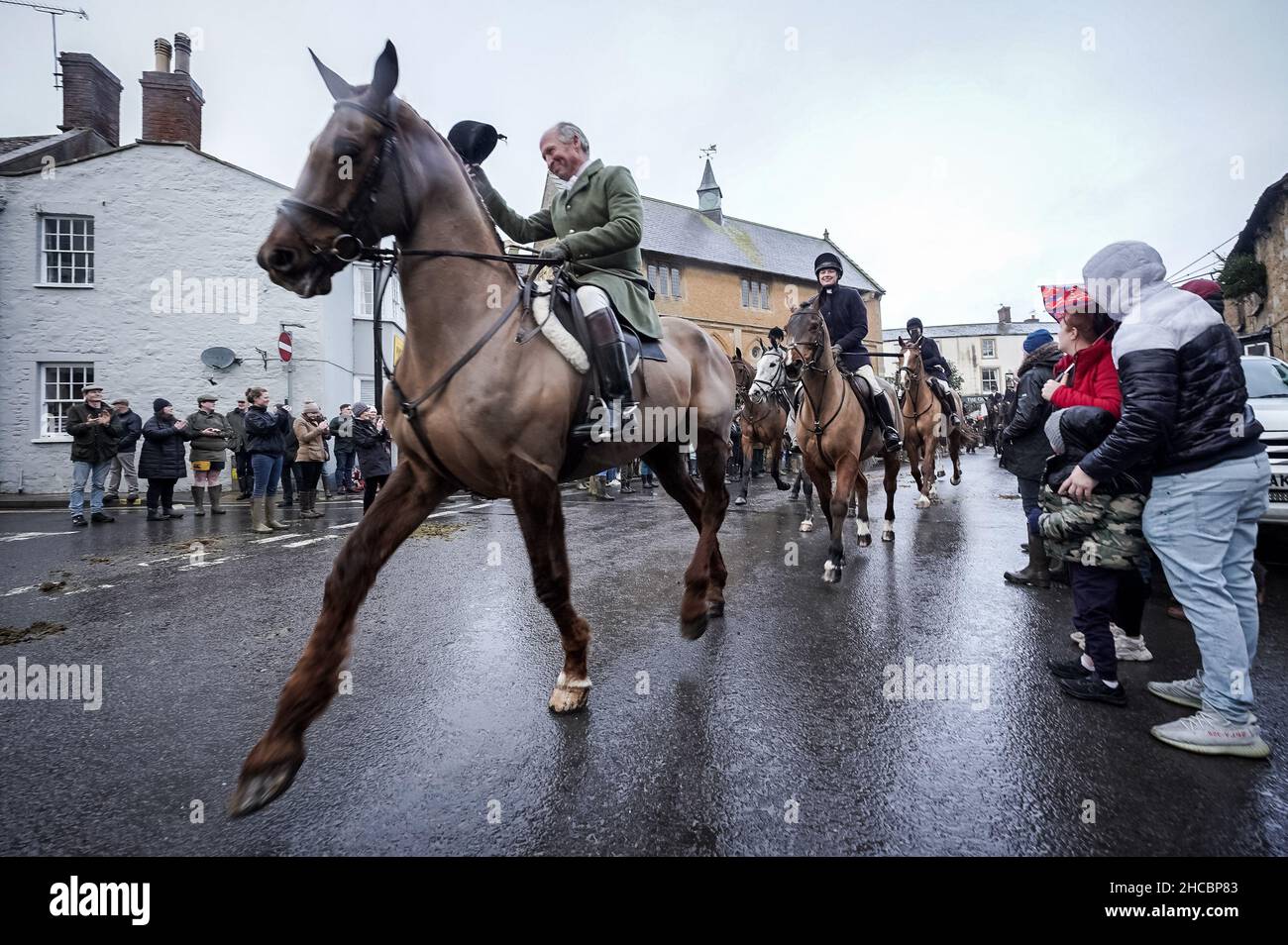 Blackmore and Sparkford Vale Hunt meet at Castle Cary town, Somerset ...