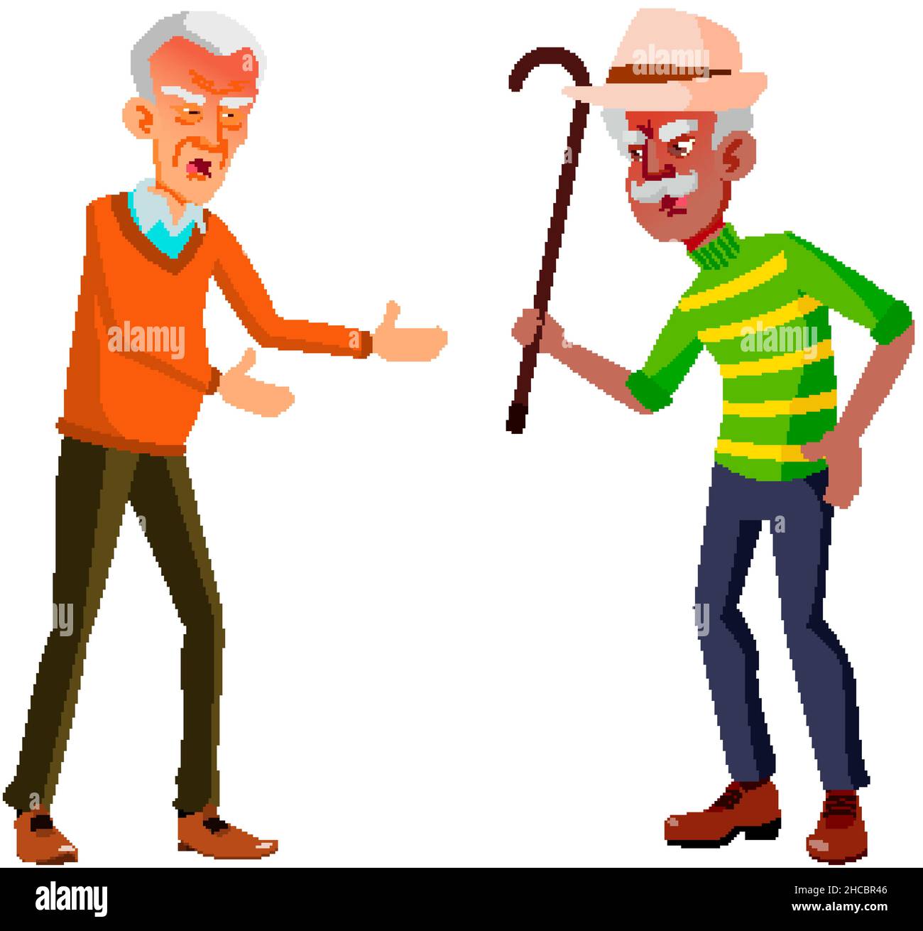 Angry Old Men Quarreling Outdoor Together Vector Stock Vector Image ...