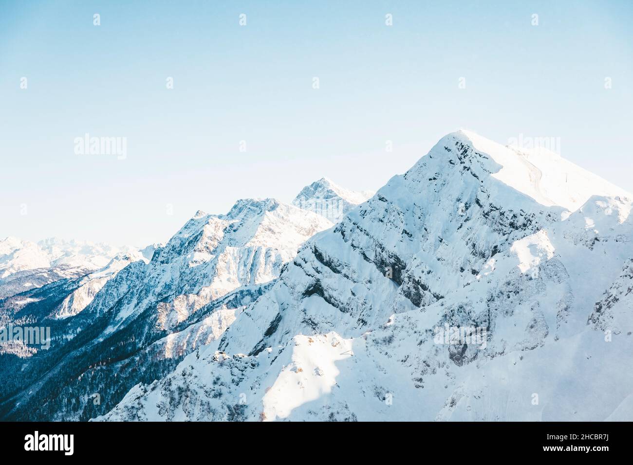 Snowcapped peaks of Aibga Ridge Stock Photo - Alamy