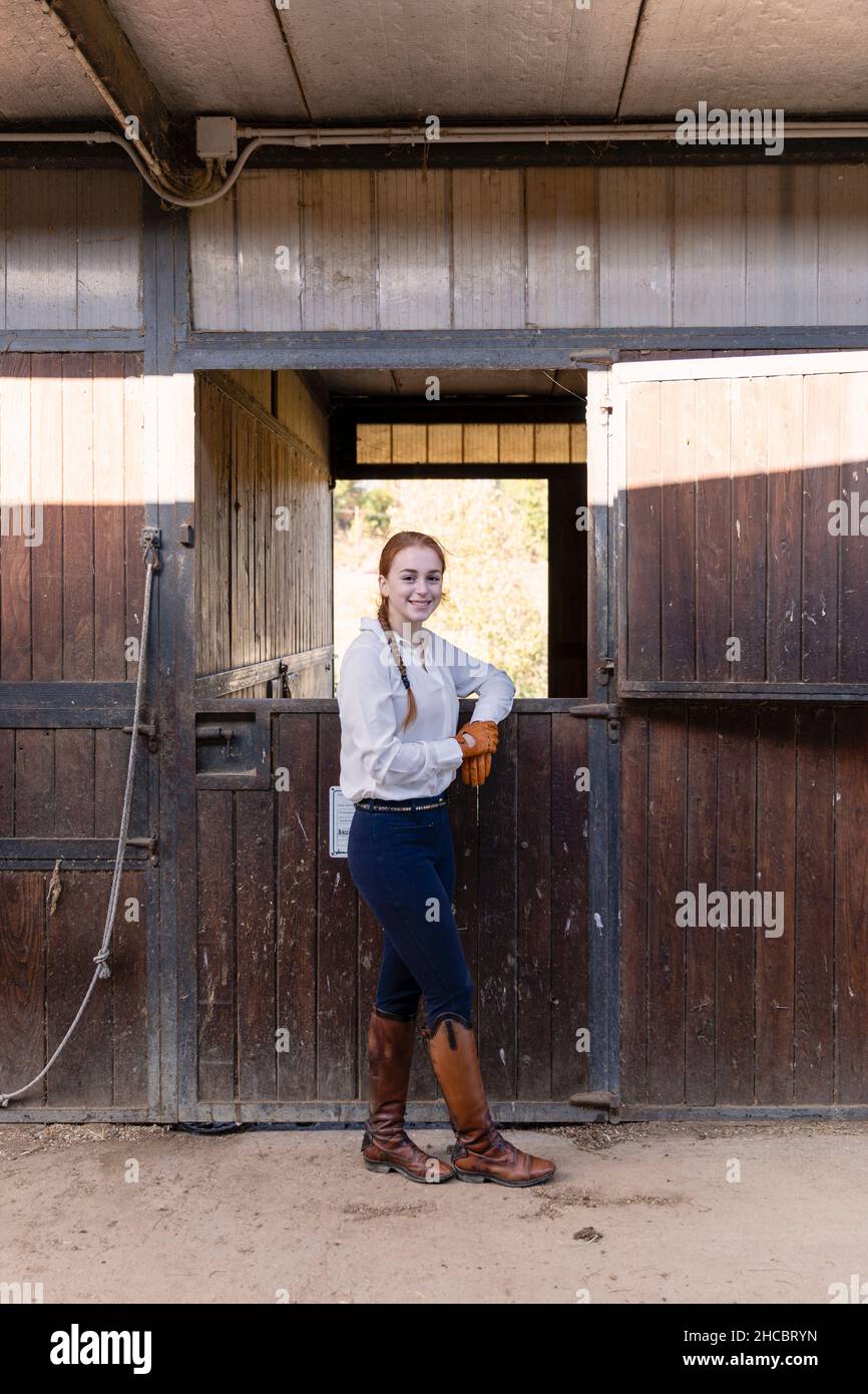 Woman horse stable hi-res stock photography and images - Alamy