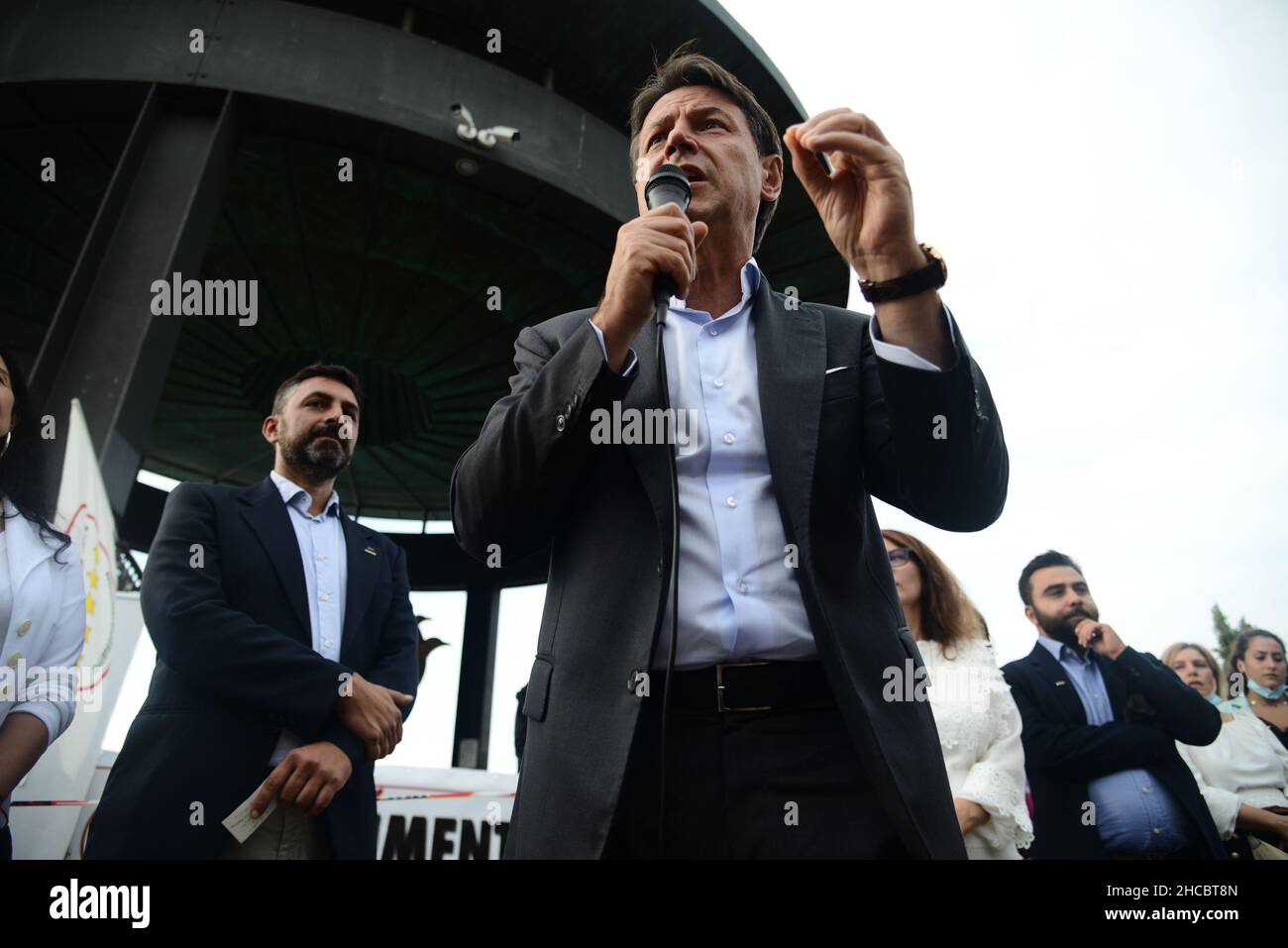 Giuseppe Conte president of political party "Movimento 5 Stelle" speaks ...
