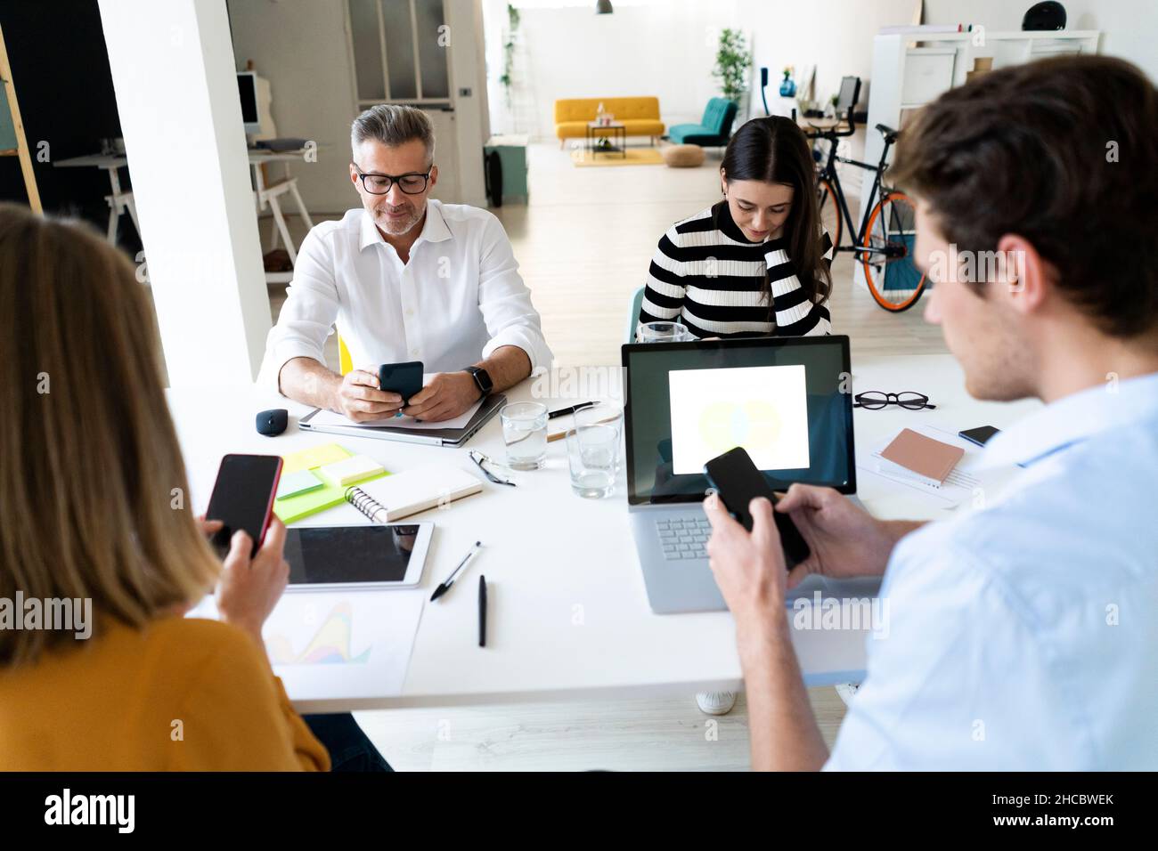 Desk of phones hi-res stock photography and images - Alamy
