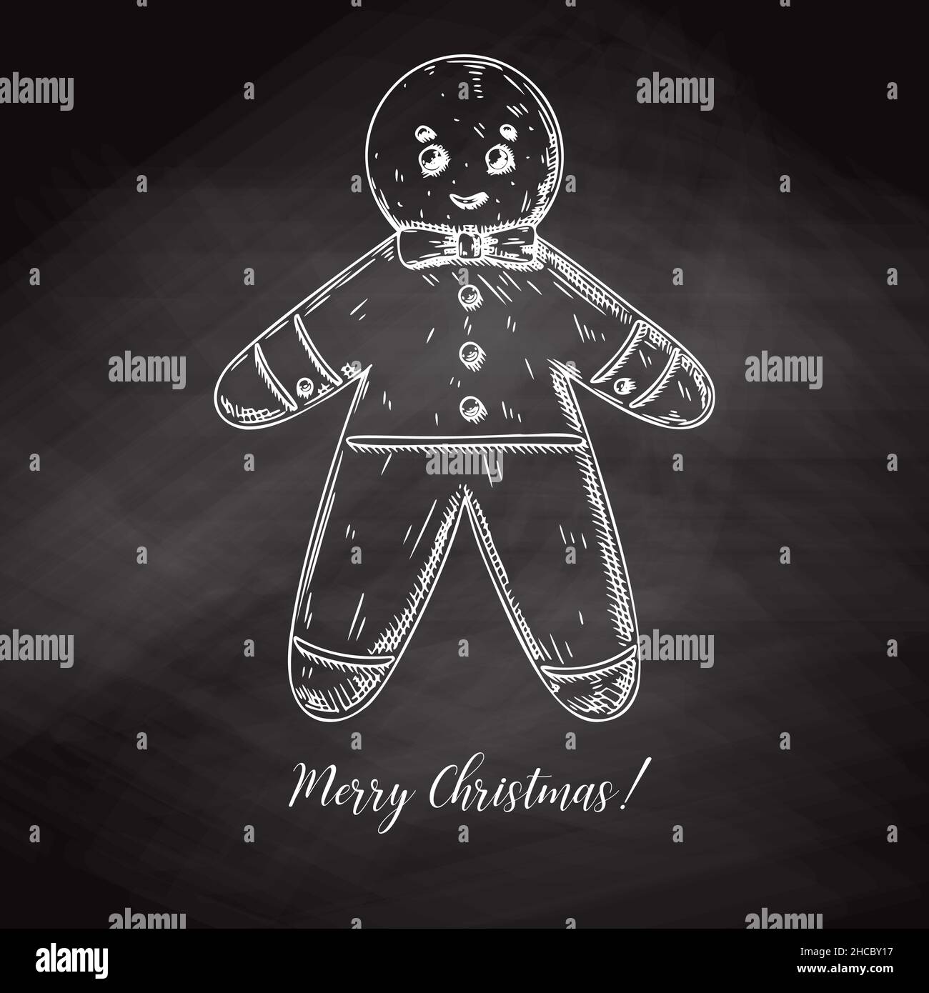 Gingerbread man isolated on white background. Sketch, hand drawn ...