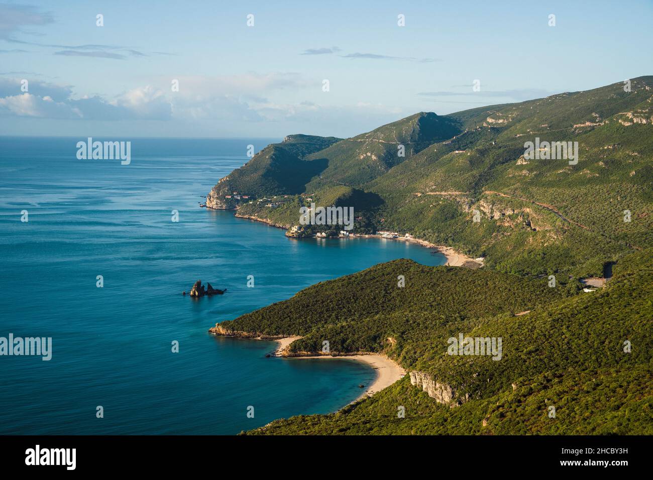 Beautiful morning landscape of Natural Park of Arrabida, next to ...