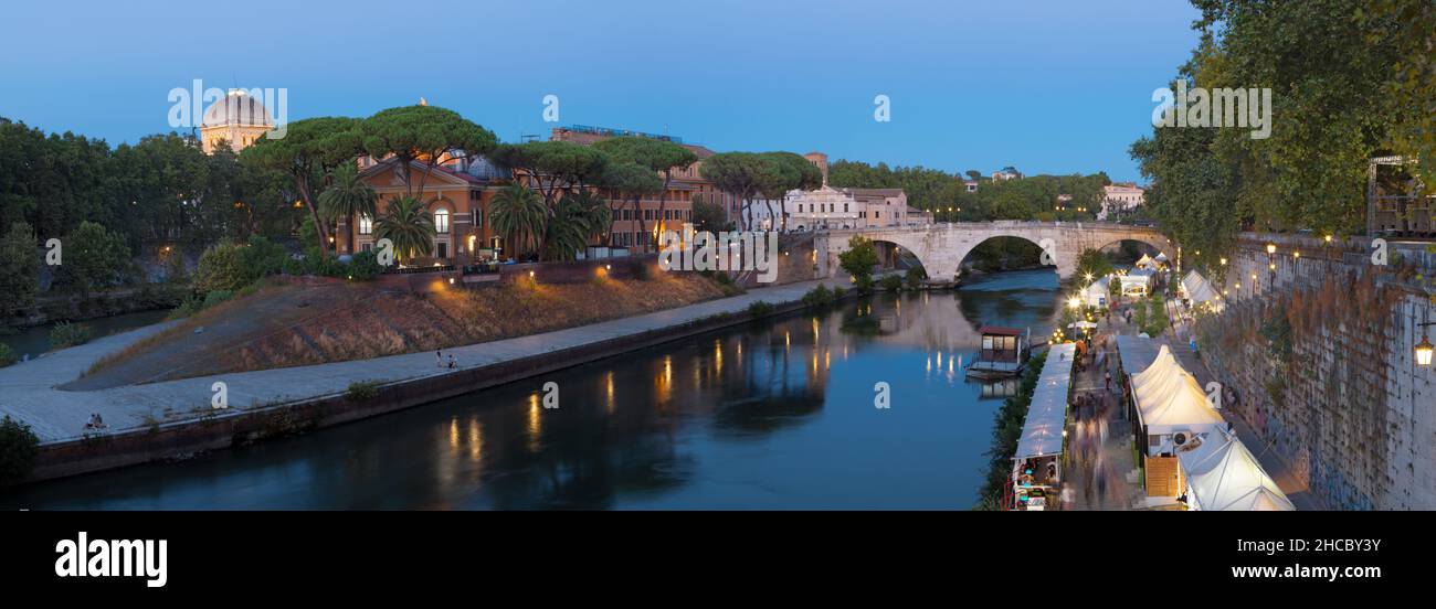 Rome - The Isola Tiberiana - Tiberian Island with the Ponte Cestio ...