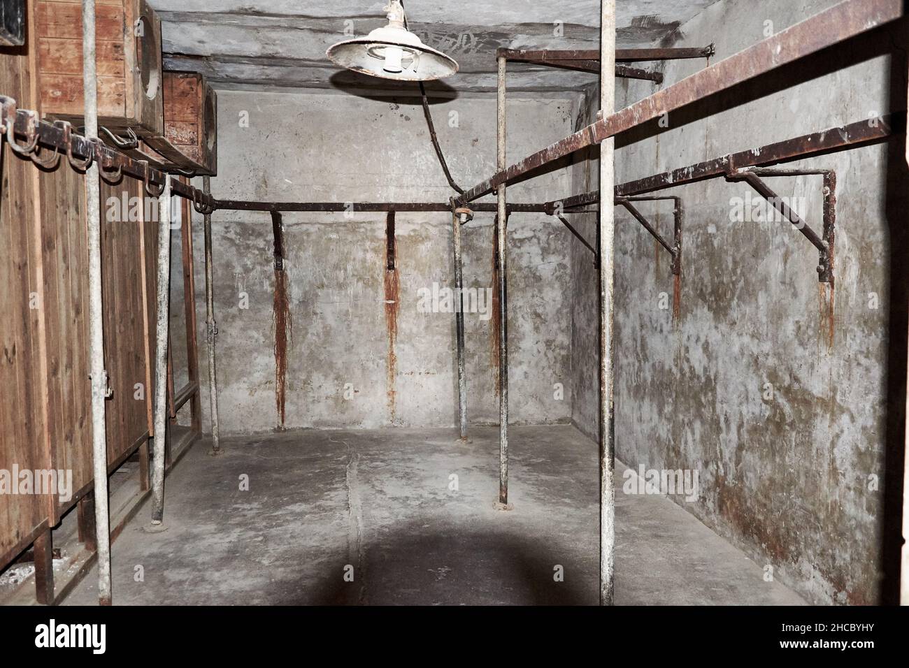 Old abandoned cellar with concrete walls. Spooky room in ruin building ...