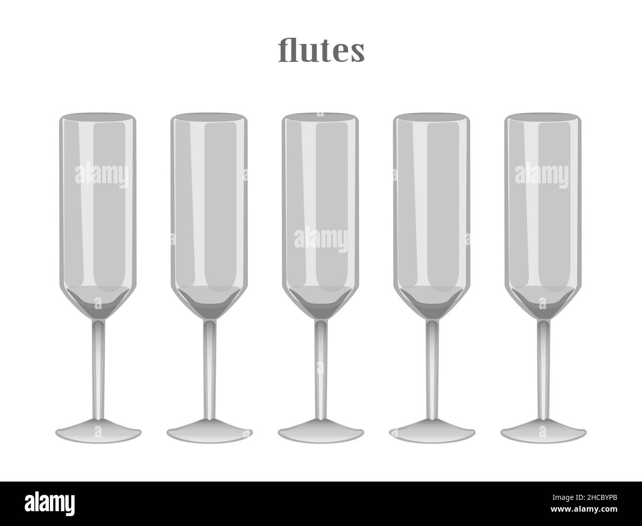 Cartoon kitchen glasses colection. Wine glasses, flutes glasses ...