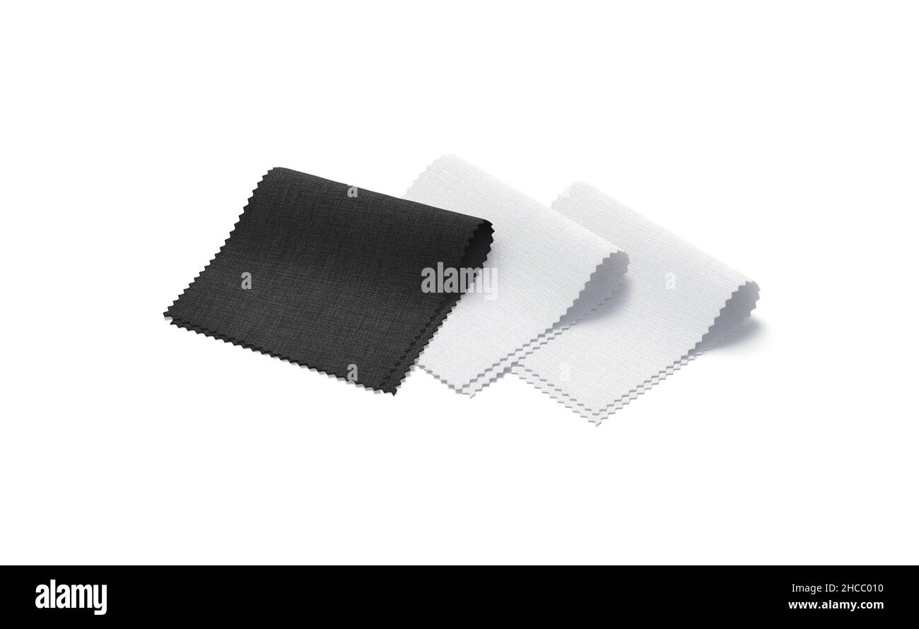 Blank black and white folded fabric samples mockup, side view Stock ...