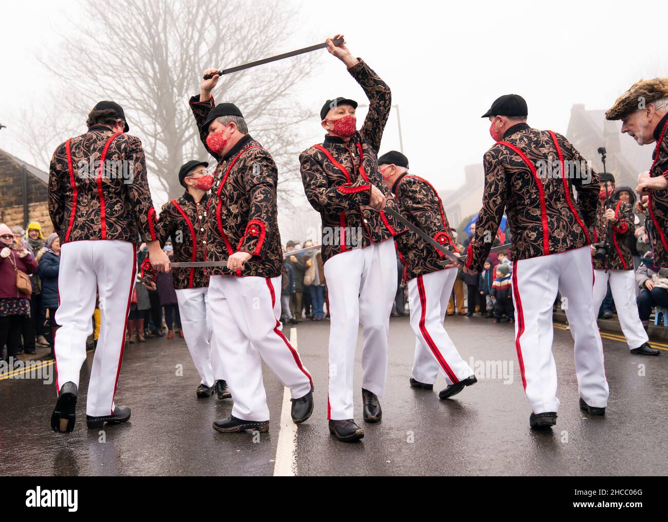 Members of the Grenoside Sword Dancers perform in Grenosid, a suburb of ...